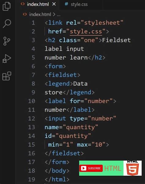 Html Fieldset Label Input Number Learnhtml Htmlcode Htmltutorial