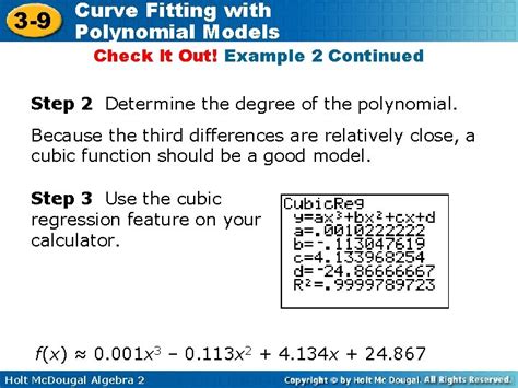 Curve Fitting With Polynomial Models Objectives