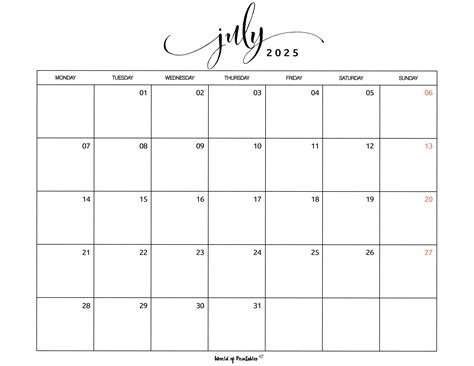 Free Printable July 2025 Calendars 100 Best World Of Printables
