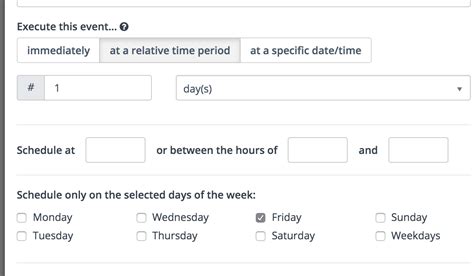 Schedule Only On The Selected Days Of The Week Not Working On Send Email Campaign Action After A