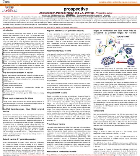 Pdf Tuberculosis Vaccine Pipeline Approaches And Future Prospective Ankita Singh