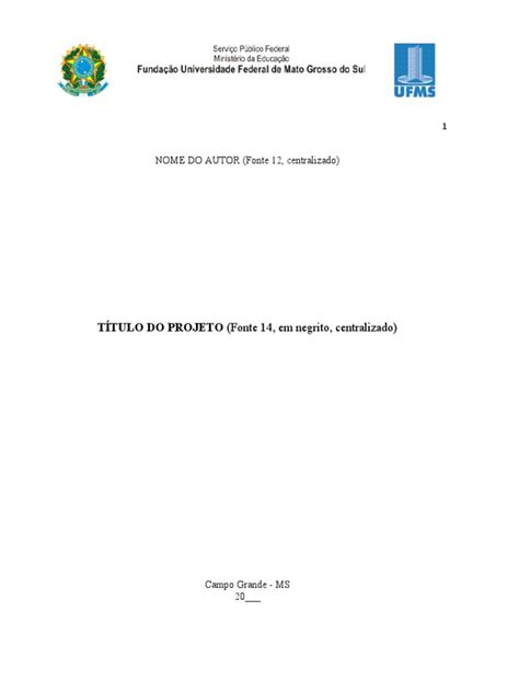 Modelo De Projeto De Pesquisa 2020 Pdf