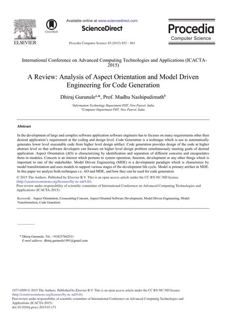 Pdf A Review Analysis Of Aspect Orientation And Model Driven