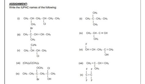 Assignment Write The Iupac Names Of The Following Filo