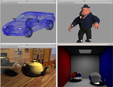 Wire Frame Model Upper Left Local Illumination Upper Right Monte Download Scientific