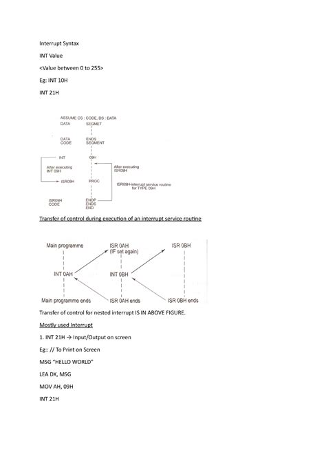 Interrupt Programming IN Interrupt Syntax INT Value Eg INT Studocu