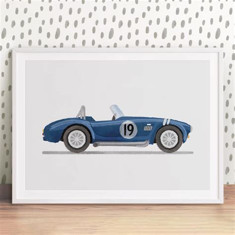 Blue Sports Car Print Classic Sports Car Printable Art Vehicle