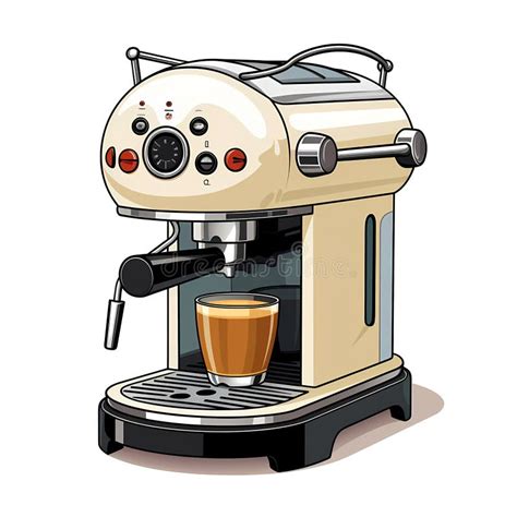 Retro Vintage Coffee Machine With Steamer Simple Flat Colours Easy