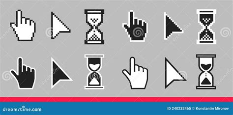 Pointer Hand Arrow And Hourglass Loading Clock Mouse Cursors Stock Vector Illustration Of