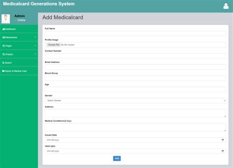 Medical Card Generation System Project Using Php And Mysql Phpgurukul
