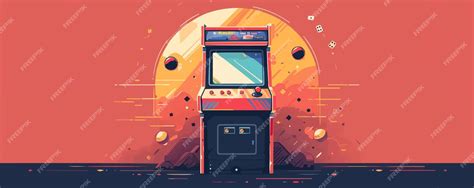 Nostalgic Arcade Game Machine With Joystick And Buttons Vector Flat Minimalistic Isolated