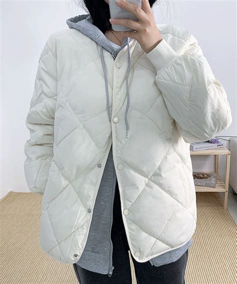 당일출고자체제작2color 다이버 노카라 퀼팅 숏패딩겨울패딩 누빔패딩 오버핏패딩 노카라패딩 울코트 경량패딩 깔깔이 누빔
