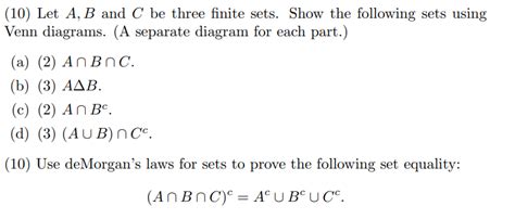 Solved 10 Let Ab And C Be Three Finite Sets Show The