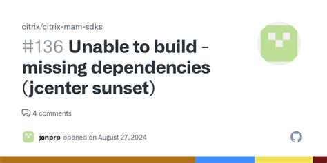 Unable To Build Missing Dependencies Jcenter Sunset · Issue 136