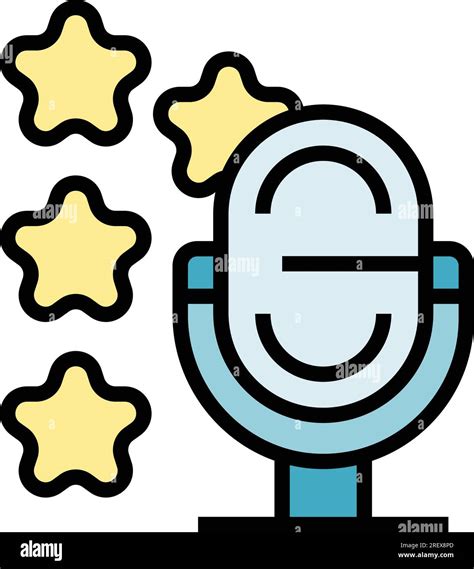 Speaker Microphone Icon Outline Vector Training Lecture Audience Speech Color Flat Stock