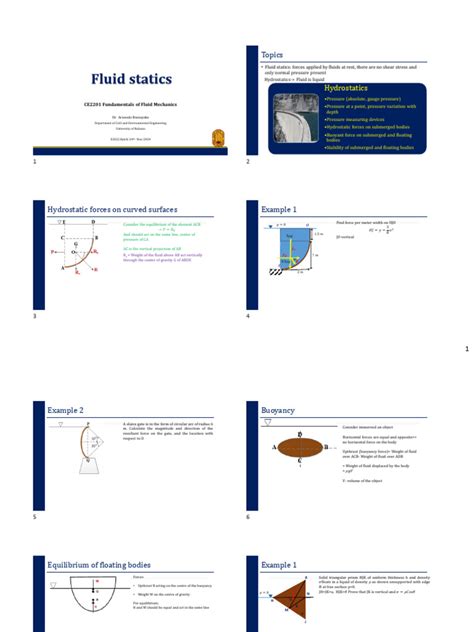 2 Fluid Statics 2024 Lecture Note 2 Download Free Pdf Buoyancy