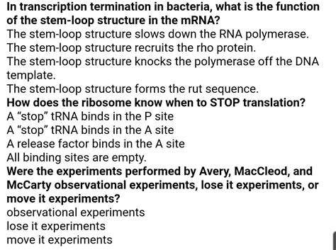 Solved In Transcription Termination In Bacteria What Is The