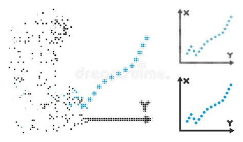 Disintegrating Pixel Halftone Function Plot Icon Stock Vector