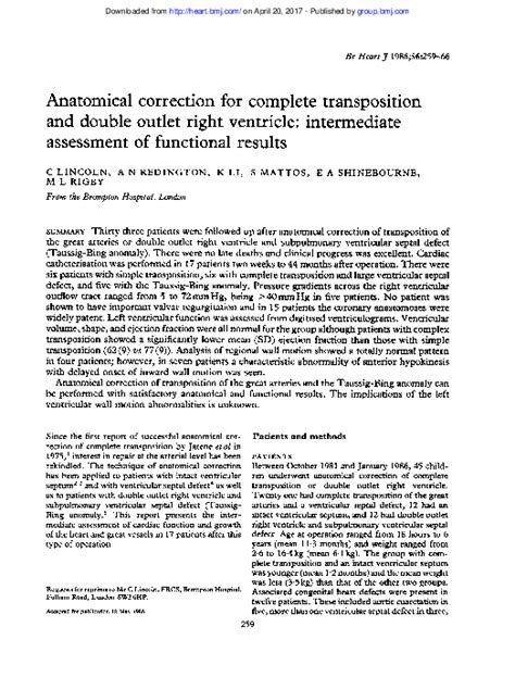 Pdf Anatomical Correction For Complete Transposition And Double Outlet Right Ventricle