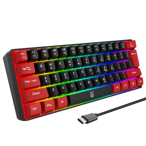 Snpurdiri 60 Wired Gaming Keyboard True Rgb Mini Keyboard Quiet Erg Snpurdiri