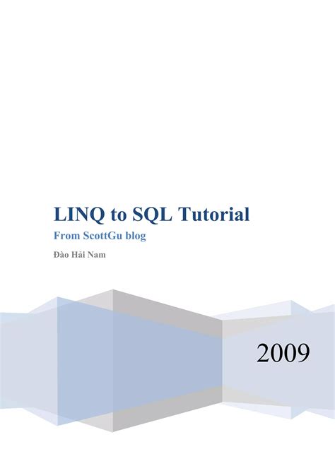 Linq To Sql Tutorial Pdf