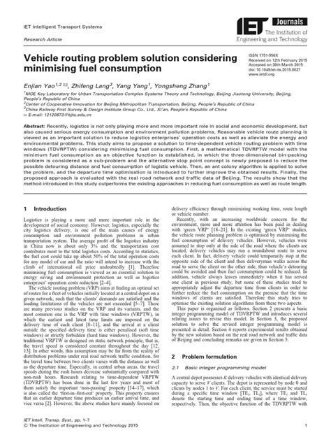 a vehicle routing problem solution considering minimizing fuel