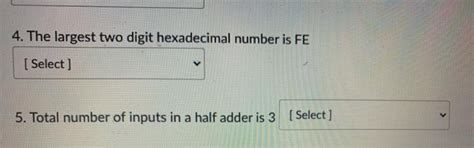 Solved 4 The Largest Two Digit Hexadecimal Number Is Fe