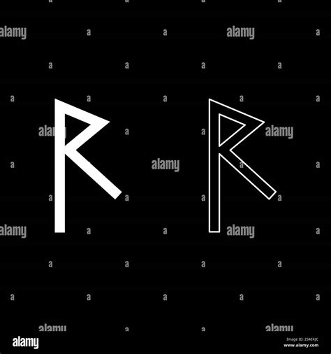 Raido Rune Raid Symbol Road Icon Set White Color Illustration Flat