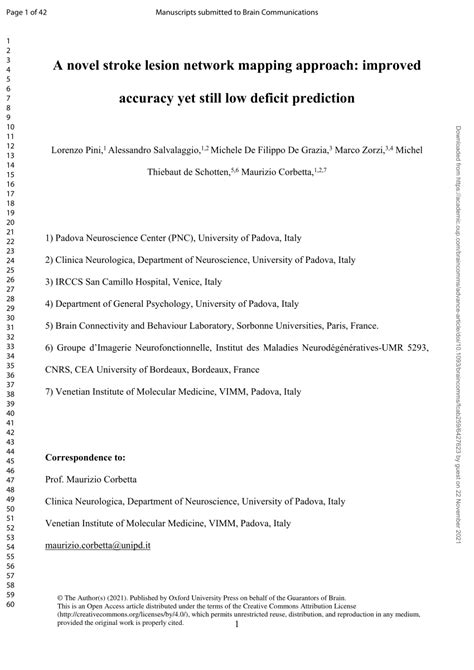 Pdf A Novel Stroke Lesion Network Mapping Approach Improved Accuracy Yet Still Low Deficit