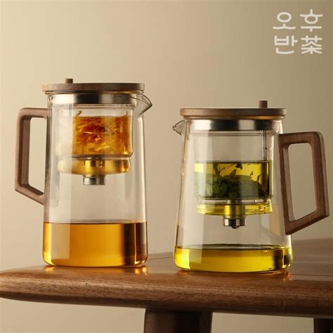 오후반차 오후반차 원버튼 우드 표일배 내열유리 티포트 티머그 다도구 차우리기 차우림 도구 위시버킷