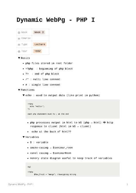 Dynamic Web Pg Php I Php Dynamic Webpg Php I 1 Dynamic Webpg Php I Week Week 3 Course