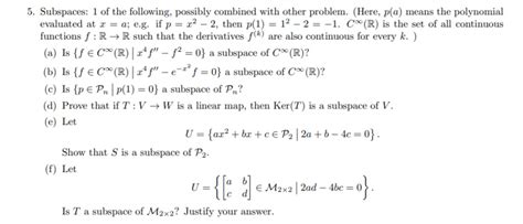 Solved 5 Subspaces 1 Of The Following Possibly Combined