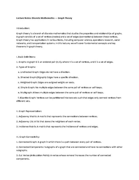 Lecture Notes Discrete Mathematics — Graph Theory A Graph Consists