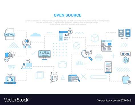 Open Source Concept With Icon Set Template Banner Vector Image