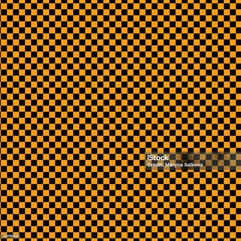생생한 주황색과 검은 색 체크 무늬 매끄러운 배경으로 빡빡한 사각형 그리드가 있습니다 디지털 디자인 할로윈에서 영감을 받은 테마 또는 직물 및 포장지 응용 프로그램에