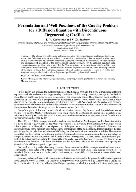 Pdf Formulation And Well Posedness Of The Cauchy Problem For A