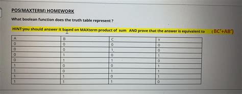 solved pos maxterm homework what boolean function does the