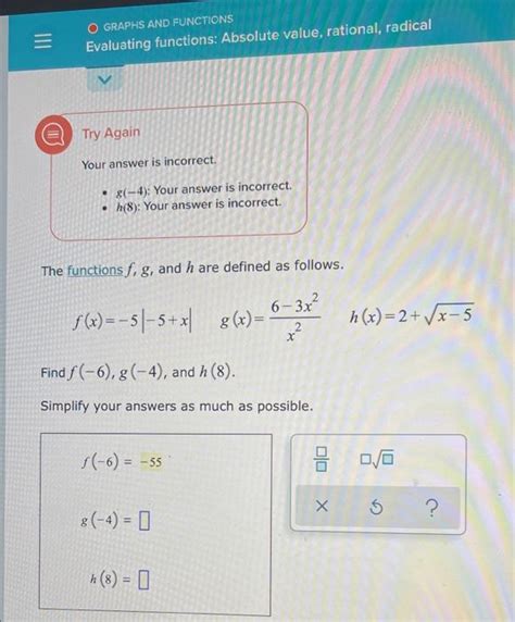 Solved Graphs And Functions Evaluating Functions Absolute