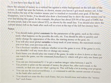 Solved Implement A Dice Game Simulator That Uses The Rules
