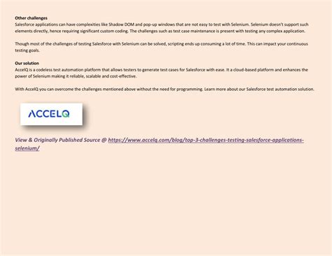 Ppt Top 3 Challenges In Testing Salesforce Applications With Selenium Powerpoint Presentation