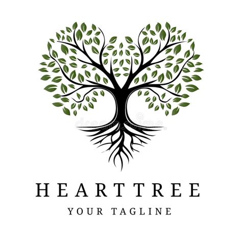 Love Tree Design Heart Shaped Tree With Growing Roots And Natural Life