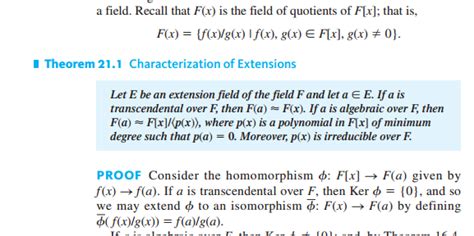 Abstract Algebra Why Is An Extension Bar Phi F X Rightarrow F