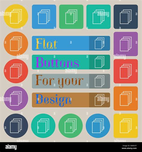 Copy File Sign Icon Duplicate Document Symbol Set Of Twenty Colored Flat Round Square And