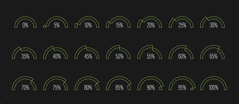 Set Of Semicircle Arc Percentage Progress Bar Stock Illustration