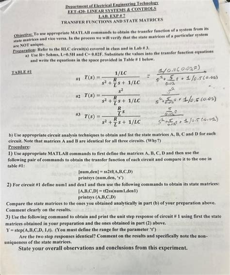 Solved Department Of Electrical Engineering Technology Chegg Com