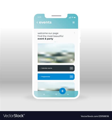 Blue Events Ui Ux Gui Screen For Mobile Apps Vector Image