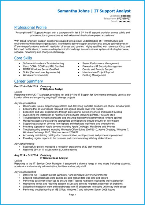 It Support Cv Example Cv Writing Guide Land A Top It Job
