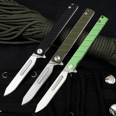 Ztechknives Replaceable Blade Folding Knife Carbon Steel G10 Handle