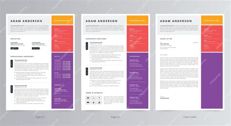 Профессиональное резюме или шаблон резюме и сопроводительного письма Премиум векторы