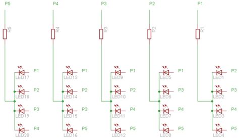 Controlling 20 Leds From 5 Arduino Pins Using Charlieplexing 8 Steps Instructables